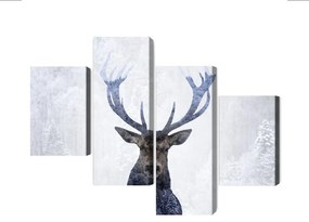 Vícedílný obraz Jelen V Zimním 3D Lese Nedostatek Nedostatek Plátno Canvas 240x150