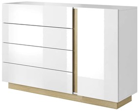 Komoda Cethos D4S (bílá + dub grandson)