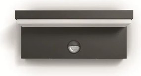 PH 16484/93/P0 LED Venkovní nástěnné svítidlo Philips Bustan s pohybovým čidlem 16484/93/P0 antracitové 2700K - PHILIPS (915005378401)