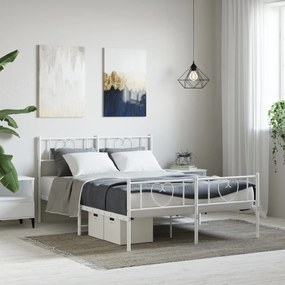 vidaXL Kovový rám postele s hlavovým a nožním čelem 120 x 200 cm [355528] Barva: Bílá