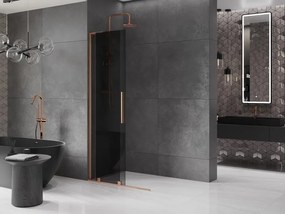Mexen Velar L, posuvná sprchová zástěna Walk-in 110 x 200 cm, 8mm šedé sklo, měděná matná, 871-110-003-43-65