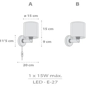 Dalber 41769E - Dětská nástěnná lampa KAWAII FRIENDS 1xE27/15W/230V šedá
