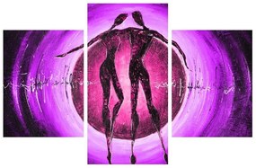Moderní fialový obraz dvou postav (90x60 cm)