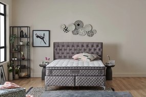 Čalouněná postel DELUXE s matrací - šedá 90 × 200 cm