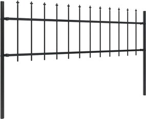 Zahradní plot s kopím nahoře ocelový 337 x 60 cm černý 277594