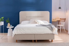 Béžová postel s úložným prostorem a s čelem LUNA Rhae, 160x200