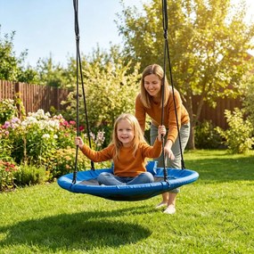 Costway Ø100 cm houpačka hnízdo s polštářky a madly dětská houpačka