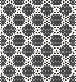 Hisbalit Skleněná mozaika bílá; černá; černo-bílá Černobílá Mozaika OSTINATO prům. 2,2 (33,3x33,3) cm - KOLOST