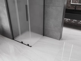 Mexen Velar L, sprchový kout s posuvnými dveřmi 90 x 90 cm, 8mm sklo námraza, černá matná, 871-090-090-33-70