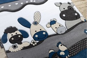 Dywany Łuszczów, Dětský kusový koberec Petit Farm animals blue, 140x190, modrá, dětský pokoj