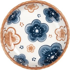 Miska s hnědými a modrými květy Mibbo - Ø 10*3 cm / 50 ml