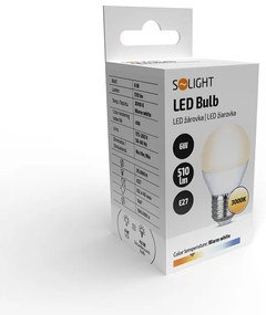 SOLIGHT LED žárovka miniglobe matná G45 6W, E27, 3000K, 510lm
