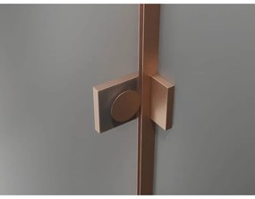 Mexen Lunar, Pětiúhelníkový sprchový kout Mexen Lunar naklápěcí doleva 100 x 100 cm, 8mm čiré sklo, profil měděná matná, 831-100L-100P-65-00-L