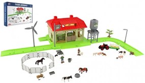 Sada domácí farma se zvířaty a traktorem plast s doplňky v krabici 48x31x9cm