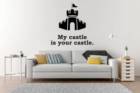 Lepy.cz Samolepka na zeď Můj hrad Tvůj hrad EN Velikost (šířka x výška): l20x120cm, Barevná varianta: Pastelová oranžová