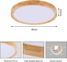 Brilagi - LED Stropní svítidlo WOODROUND LED/30W/230V 3000/4000/6000K pr. 40 cm