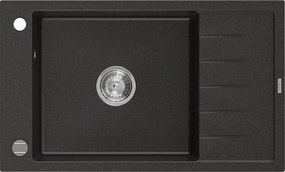 Mexen Elias - dřez granitový 79,5x48,0cm, 1-komorový, černá-zlatá, 6511791005-75