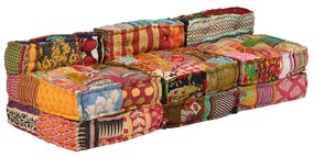 vidaXL Marketos 3místný modulární pouf patchwork textil