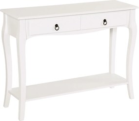 HOMCOM Konferenční Stolek s Úložným Prostorem do Obývacího Pokoj a Předsíně s Šuplíky a Policí Elegantní Design 100x33x75cm Bílý Lesklý Dřevěný | Aoso
