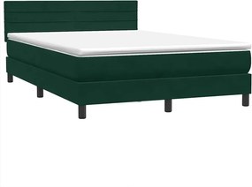 Box spring postel s matrací a LED tmavě zelená 160x220 cm samet 3317034