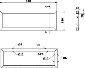 Aqualine Podpěrná konzole 440 x 150 x 20 mm lakovaná ocel černá mat 1 ks VG4415