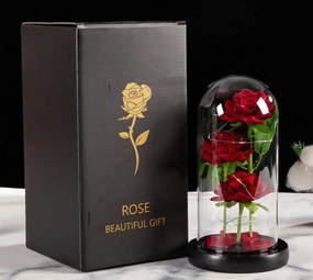 DexXer Sada 3 věčných růží ve skle s LED osvětlením Eternal Rose