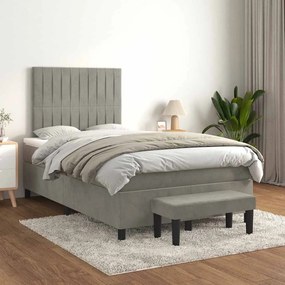 Box spring postel s matrací světle šedá 120x190 cm samet 3270481