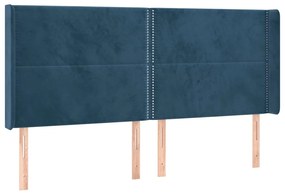Box spring postel s matrací a LED tmavě modrá 200x200 cm samet,  3139527