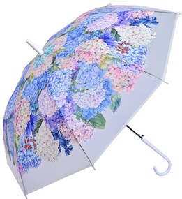 Bílý deštník s květy hortenzie - 60cm