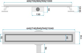 Lineární odtokový žlab Rea Neox Pro 60 cm zlatý