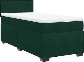 Box spring postel s matrací tmavě zelená 90x200 cm samet 3288507