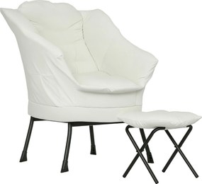HOMCOM Recliner do Obývacího Pokoj s Ottomany Relaxační Křeslo pro Ložnici s Bočními Kapsami a Ocelovými Nohami Krémové | Aosom
