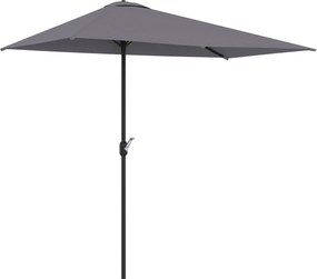Poloviční slunečník Outsunny obdélníkový 230x130x245 cm s kličkou a UV ochranou 30+, voděodolný slunečník pro balkon, terasu a zahradu, šedý | Aosom