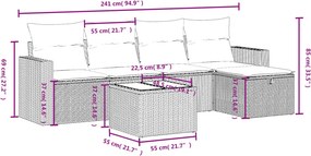6dílná zahradní sedací souprava s polštáři hnědá polyratan 3263480