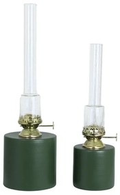 Strömshaga Skleněná petrolejová lampa Straight Green Small, zelená barva, sklo