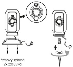 Venkovní zásuvkový sloupek Ecolite UFON 24 XHWS-F06 2x zásuvka + časovač/spínací hodiny 24h IP44