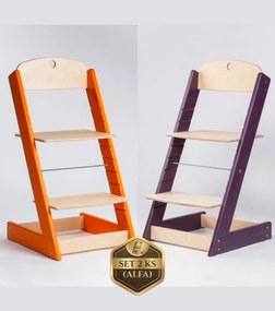 Lucas Wood Style - rostoucí židle ALFA III zvýhodněný set 2 ks - oranžová + fialová