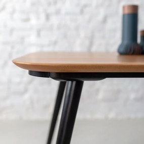 Dřevěný jídelní stůl RAGABA CONTRAST 180 x 90 cm s černou podnoží