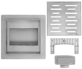 Podlahová vpust REA LINE 15x15 cm, nikl kartáčovaný