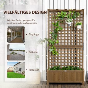 Outsunny vyvýšený záhonový květináč s mříží, mřížový květináč dřevo, zahradní mříž 90 x 45 x 183cm pro zahradu balkon terasa, květináč pro popínavé r…