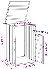 vidaXL Box na 1 popelnici antracitový 72 x 81 x 115 cm ocel