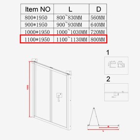 BPS-koupelny Zalamovací posuvné sprchové dveře HYD-DN09D 110 chrom/transparent pro instalaci do niky - bez vaničky