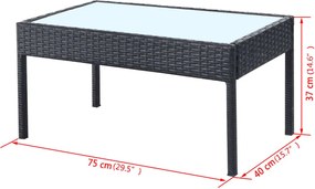vidaXL Marketos 4dílná zahradní sedací souprava s poduškami polyratan černá
