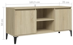 TV stolek Brunati s kovovými nohami - 103,5x35x50 cm | dub sonoma