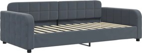 Válenda s přistýlkou a zásuvkami tmavě šedá 90 x 200 cm samet 3197002