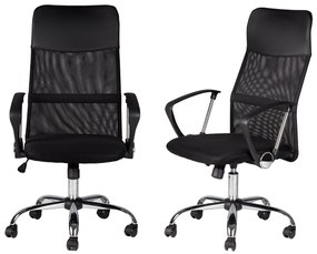 modernHOME Otočná kancelářská židle, chromové nohy, vysoký opěrák, černá barva