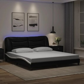 Rám postele s LED bez matrace Hvar černý a bílý 180x200 cm 3213953