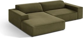 Khaki sametová modulární rohová pohovka (levý roh/s lenoškou) Jodie – Micadoni