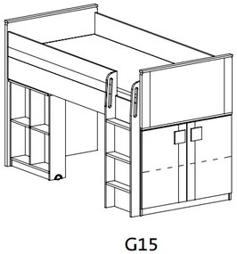 GIMMI G19 patrová postel (komplet G15 + G17) antracit/bílá