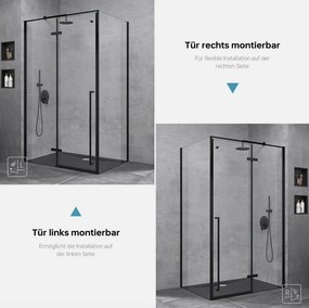 design černý sprchový kout DOPORRO R64 BLACK - 100-140cm ESG 6mm